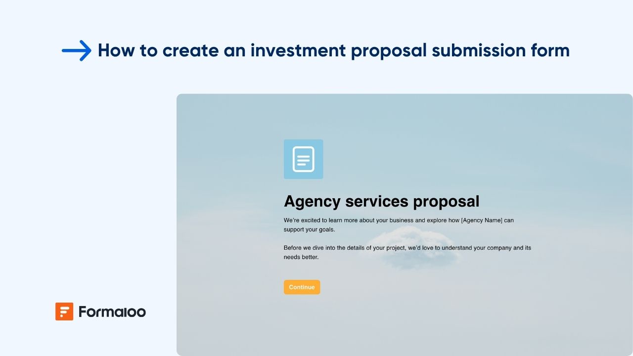 How to create an investment proposal submission form - Formaloo